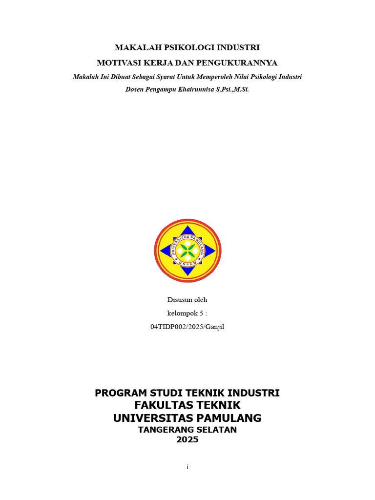 Makalah Psikologi Industri Uas Done | PDF