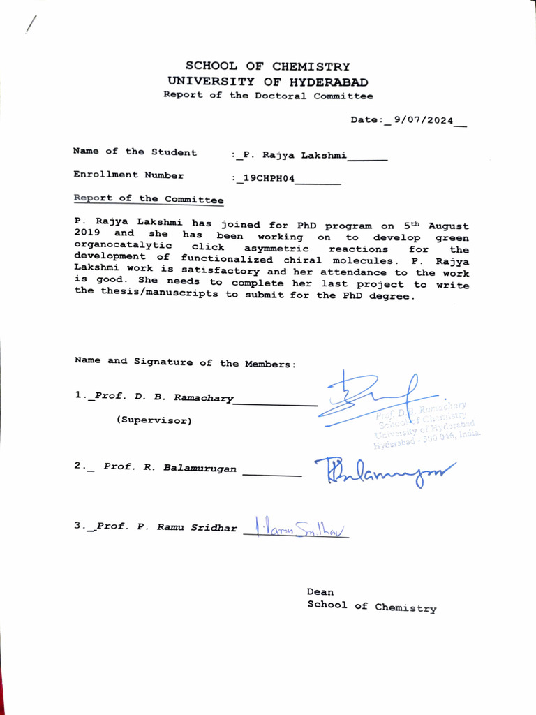 Ramya DRC | PDF | Enantioselective Synthesis | Organic Synthesis