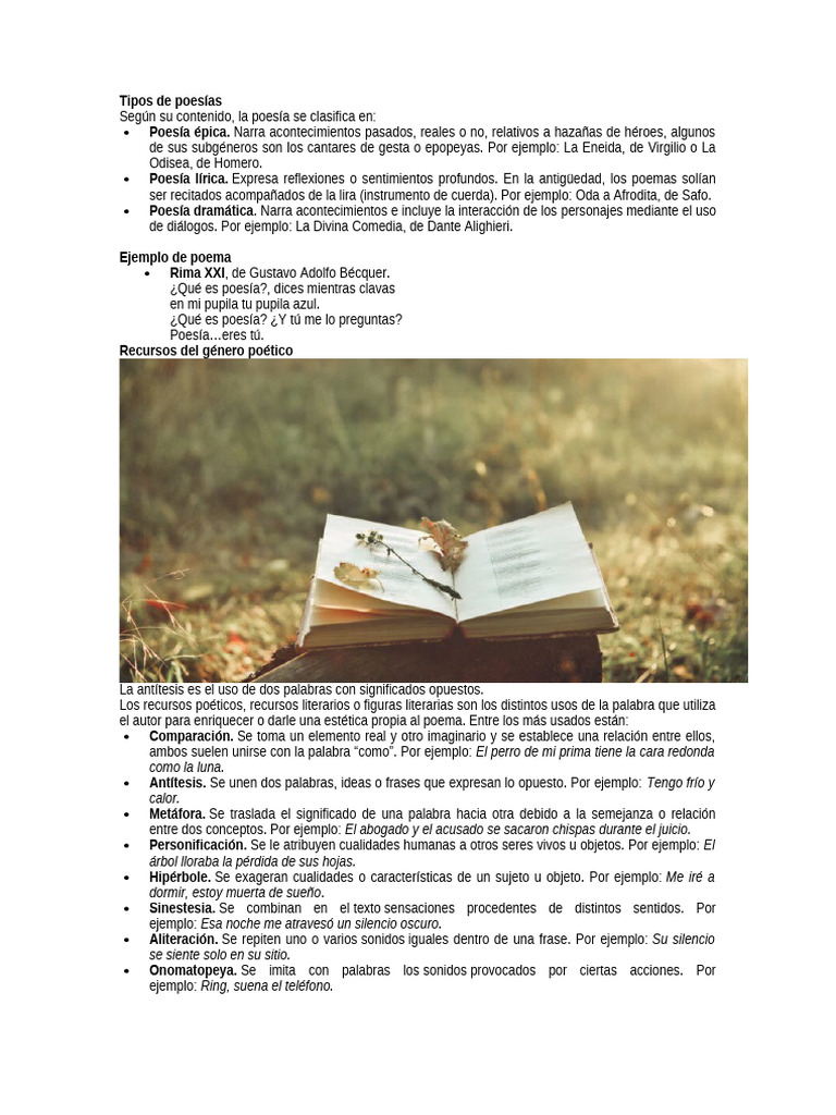 Tipos de poesía y sus ejemplos | PDF | Poesía