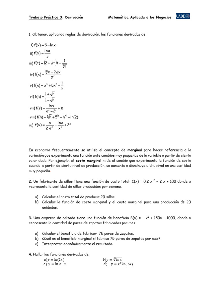Man TP3 - 2024 | PDF | Costo marginal | Función (Matemáticas)