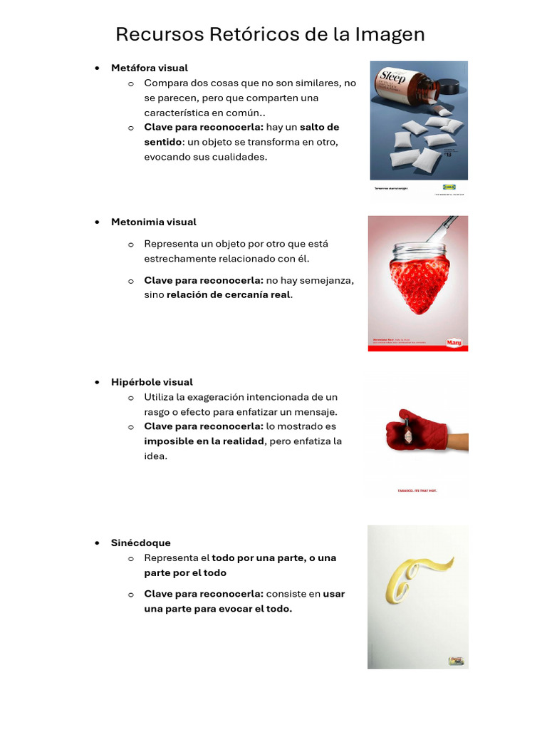 Metáfora Metonimia Sinecdoque Hiperbole Visual | PDF
