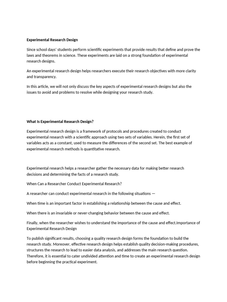 Understanding Experimental Research Design | PDF | Experiment | Design ...