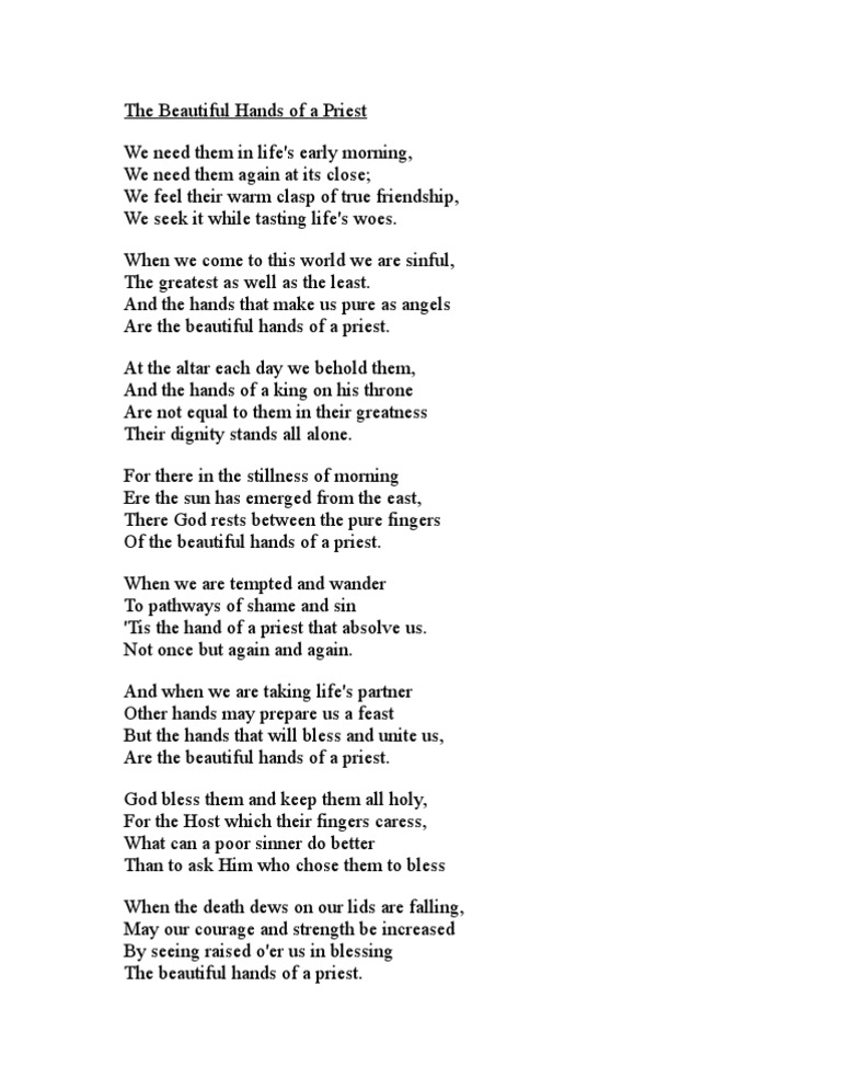 The Beautiful Hands of a Priest Poem | PDF | Altar | Priest