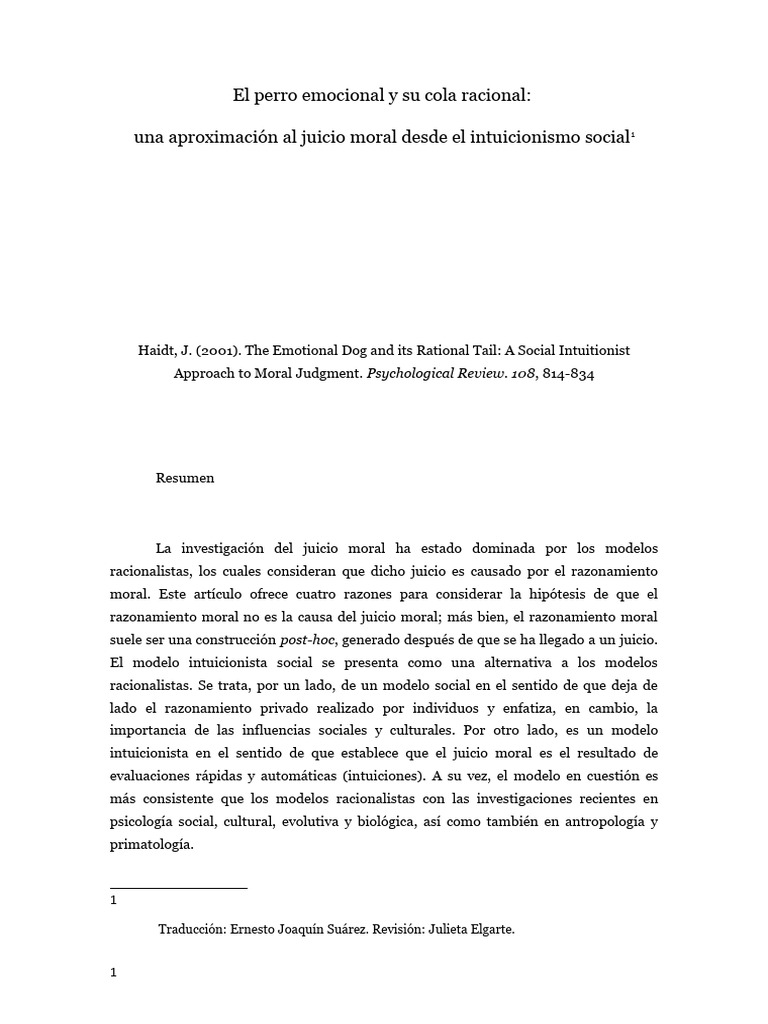 Juicio moral: intuicionismo social vs. racionalismo | PDF | David Hume ...