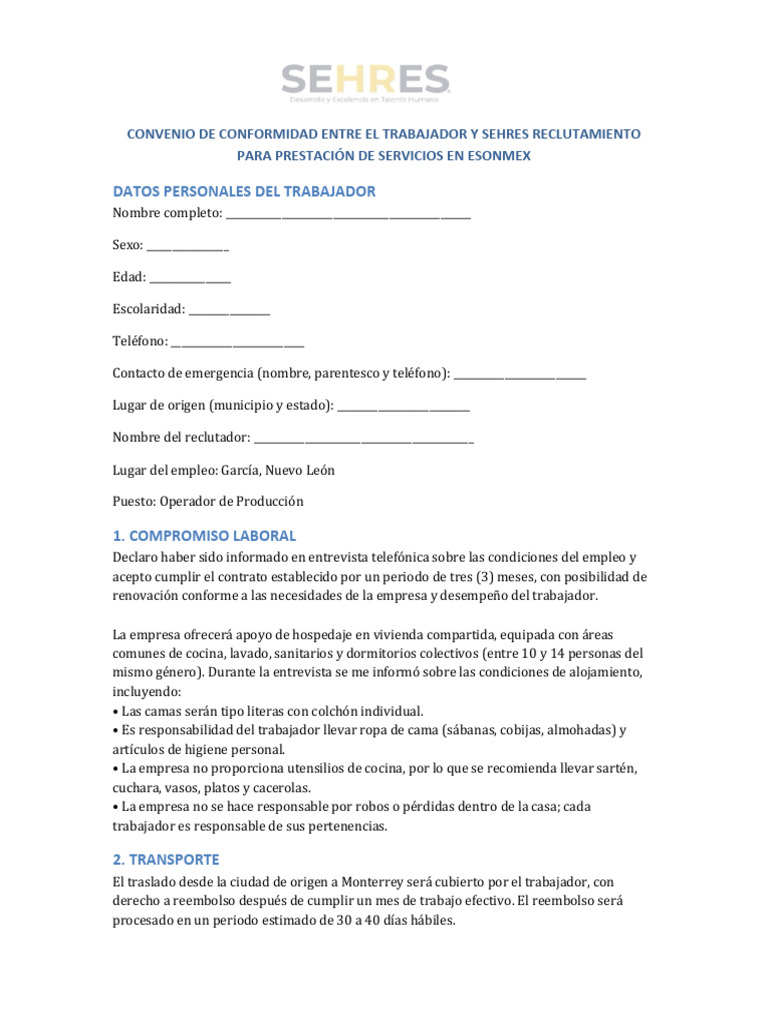 Act Convenio Esonmex-Sehres | PDF
