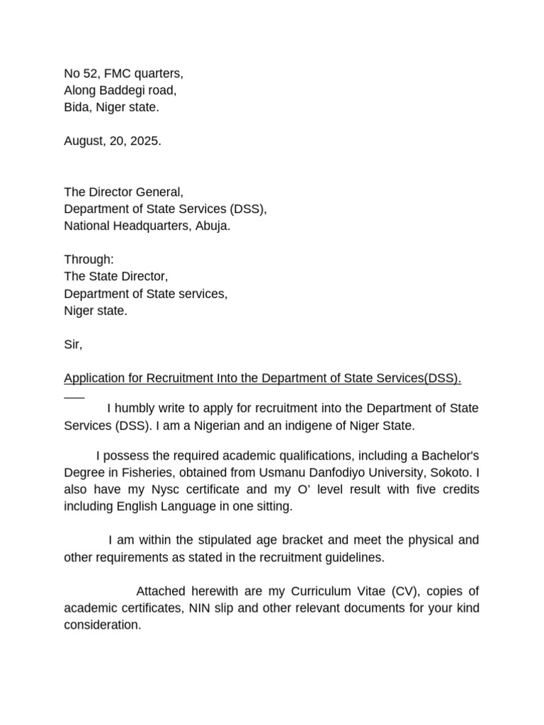DSS Application Letter | PDF