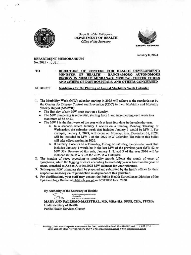 DM 2025-0027 - Guidelines For The Plotting of Annual Morbidity Week ...