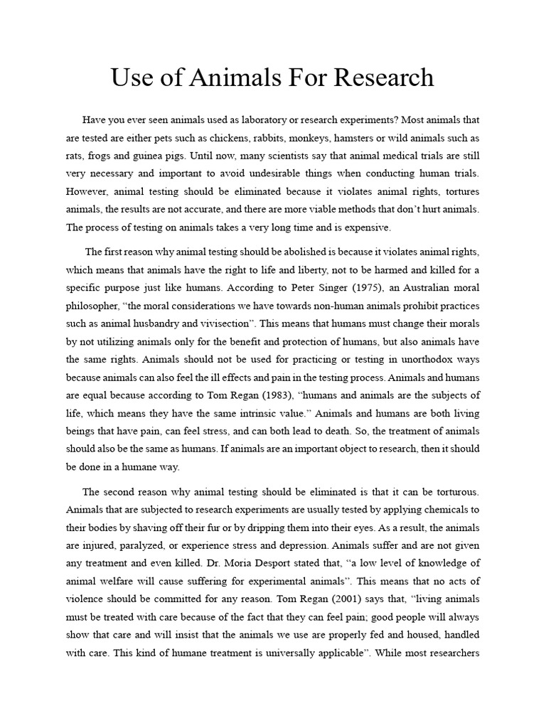 Argumentative Essay - Discussion | PDF | Animal Testing | Human–Animal ...