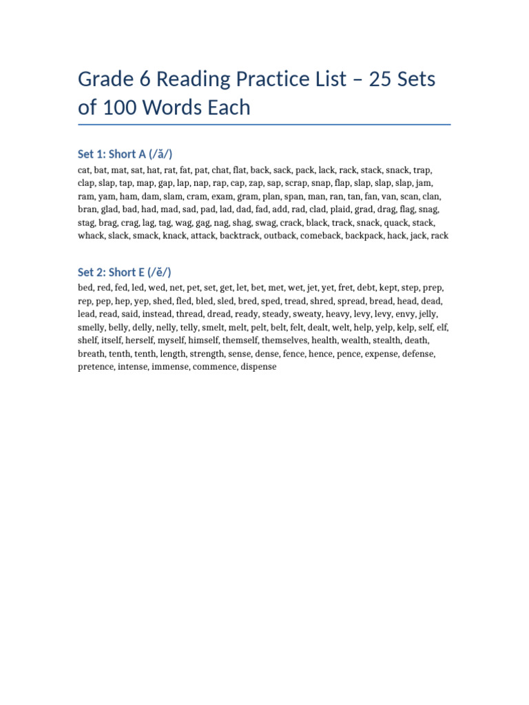 Grade6 Reading Practice Full Expanded | PDF