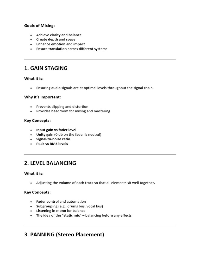 Basics of Mixing | PDF | Equalization (Audio) | Audio Engineering
