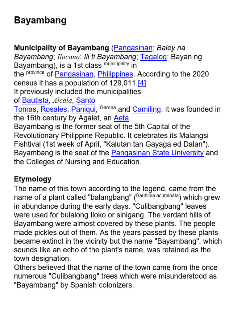History and Geography of Bayambang | PDF | Philippines