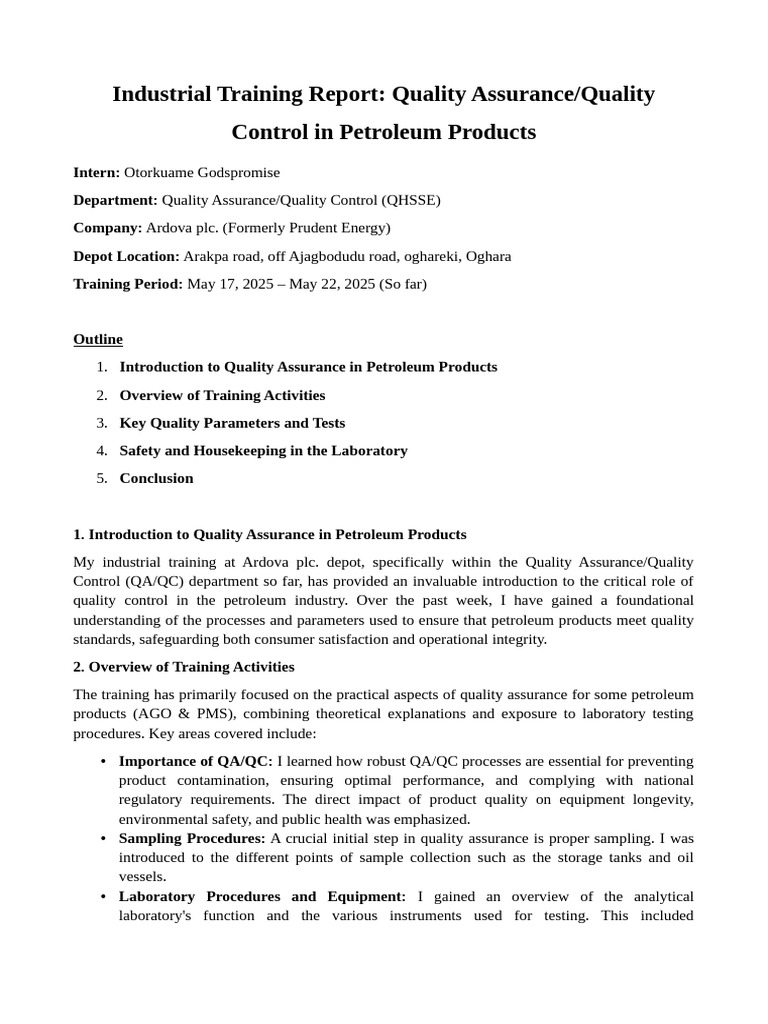 Promise IT First Report ArdovaQAQC | PDF | Quality Assurance