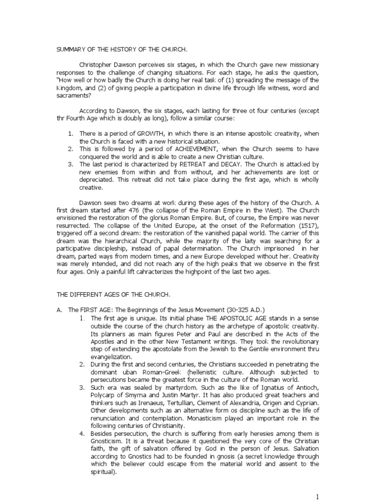 Summary of The History of The Church | PDF | Pope | Catholic Church