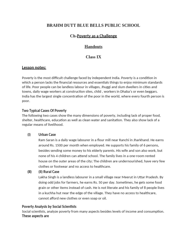 Lesson Notes Poverty 1 | PDF | Poverty | Poverty & Homelessness