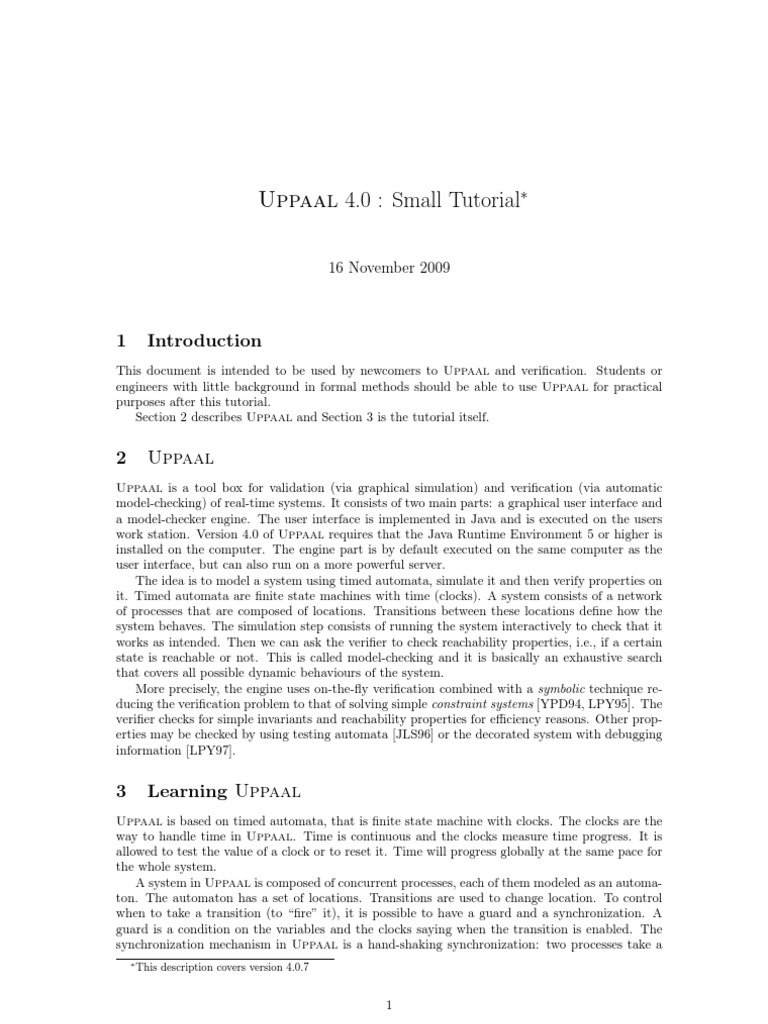 Uppaal Small Tutorial | PDF | Simulation | Computing