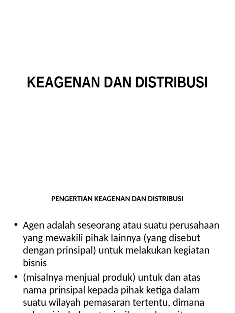 Keagenan Dan Distribusi | PDF