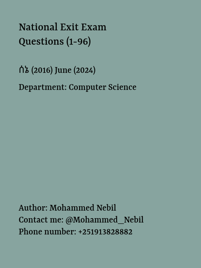 National Exit Exam: Computer Science Questions | PDF | Class (Computer ...