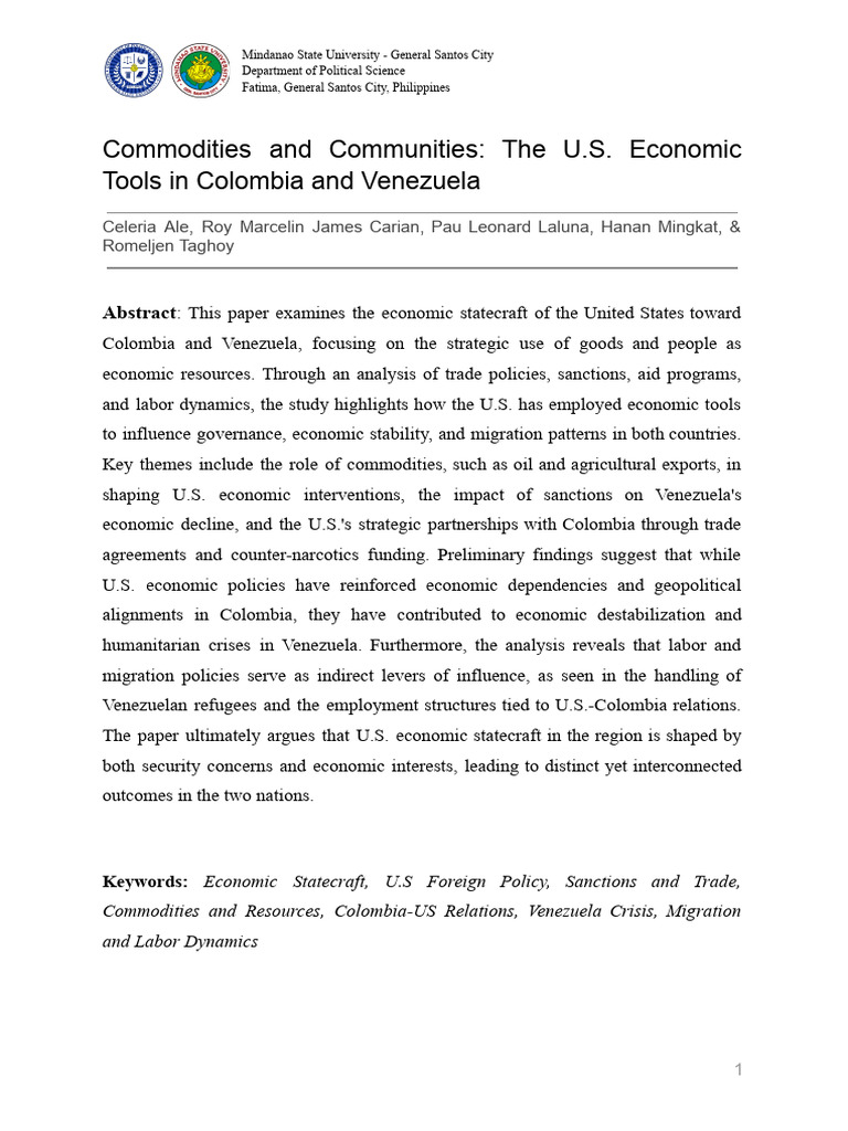 Commodities and Communities - The U.S. Economic Tools in Colombia and ...