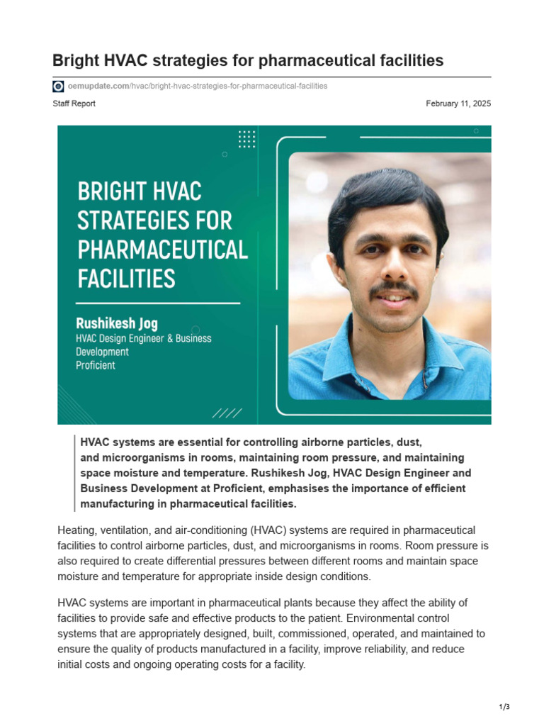 Efficient HVAC Design for Pharma Facilities | PDF | Duct (Flow ...
