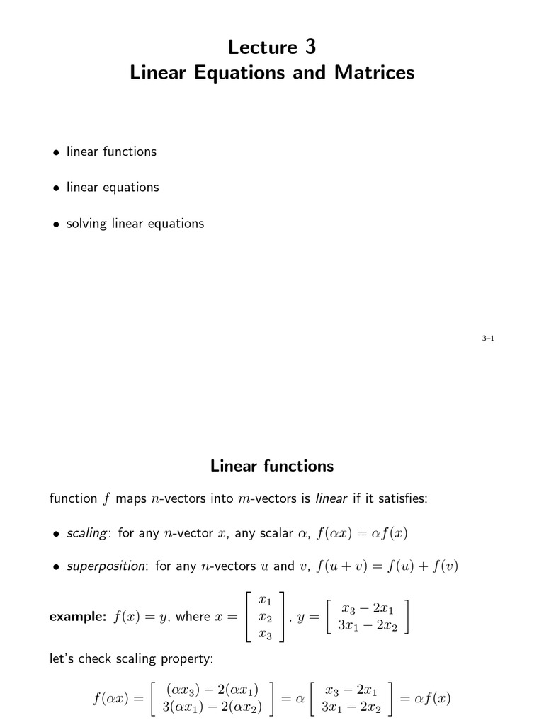 Matrix Primer Lect3 | PDF | Matrix (Mathematics) | Equations