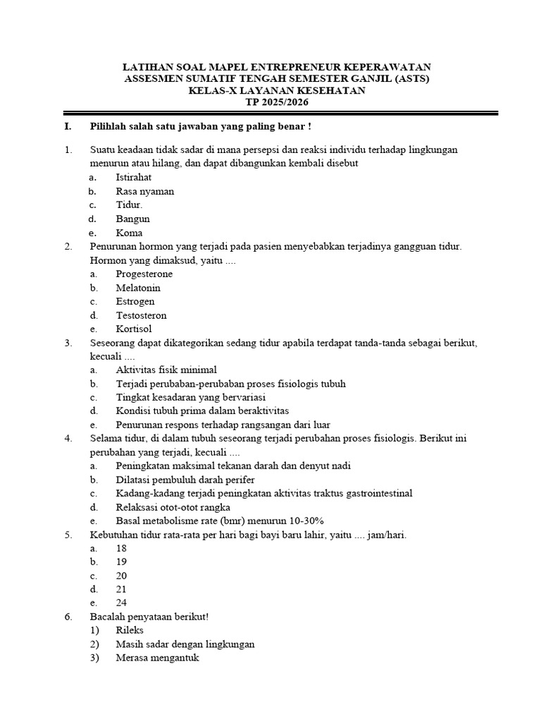 Latihan Soal Mapel KDM Sep 2025 | PDF