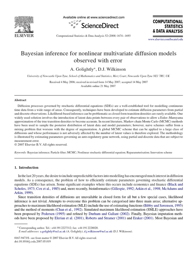 2008 - Golightly - Wilkinson - Bayesian Inference For Nonlinear Multivariate Diffusion Models ...