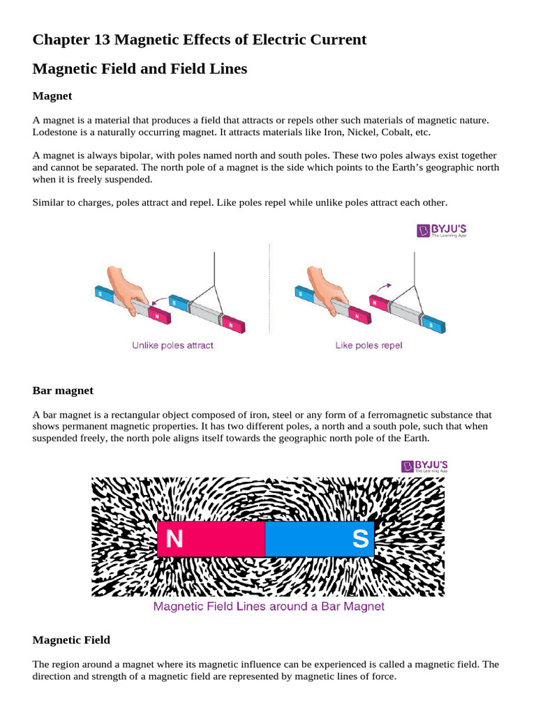 Magnetic Effects of Electric Current | PDF | Electromagnetic Induction ...