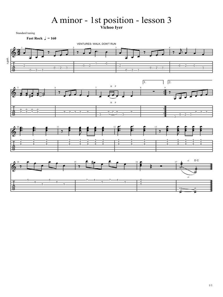 A Minor - 1st Position - Lesson 3 | PDF
