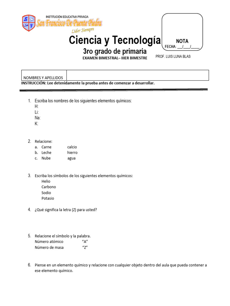 3ro Prim - Bimestral | PDF