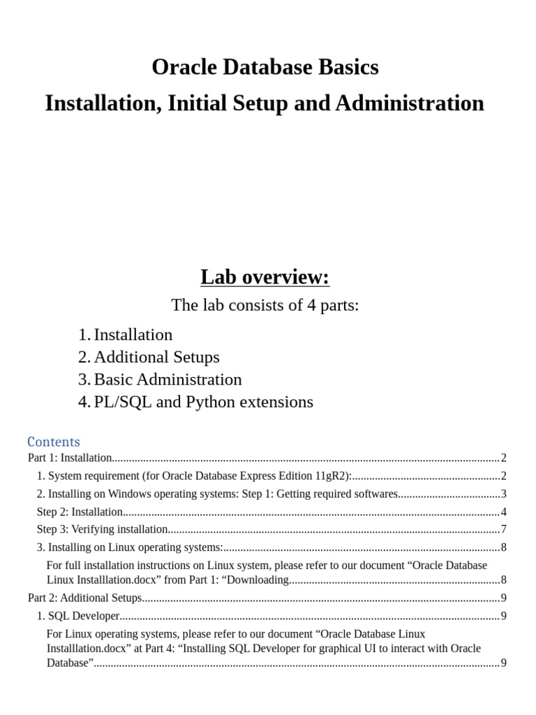 Lab 3 Oracle Database Windows Installation | PDF | Microsoft Windows | Linux