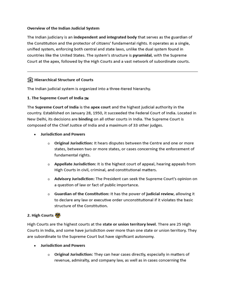 Pyramidal Structure of Indian Judiciary | PDF | Supreme Courts ...