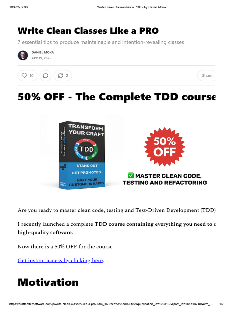 Write Clean Classes: 7 Essential Tips | PDF | Test Driven Development ...