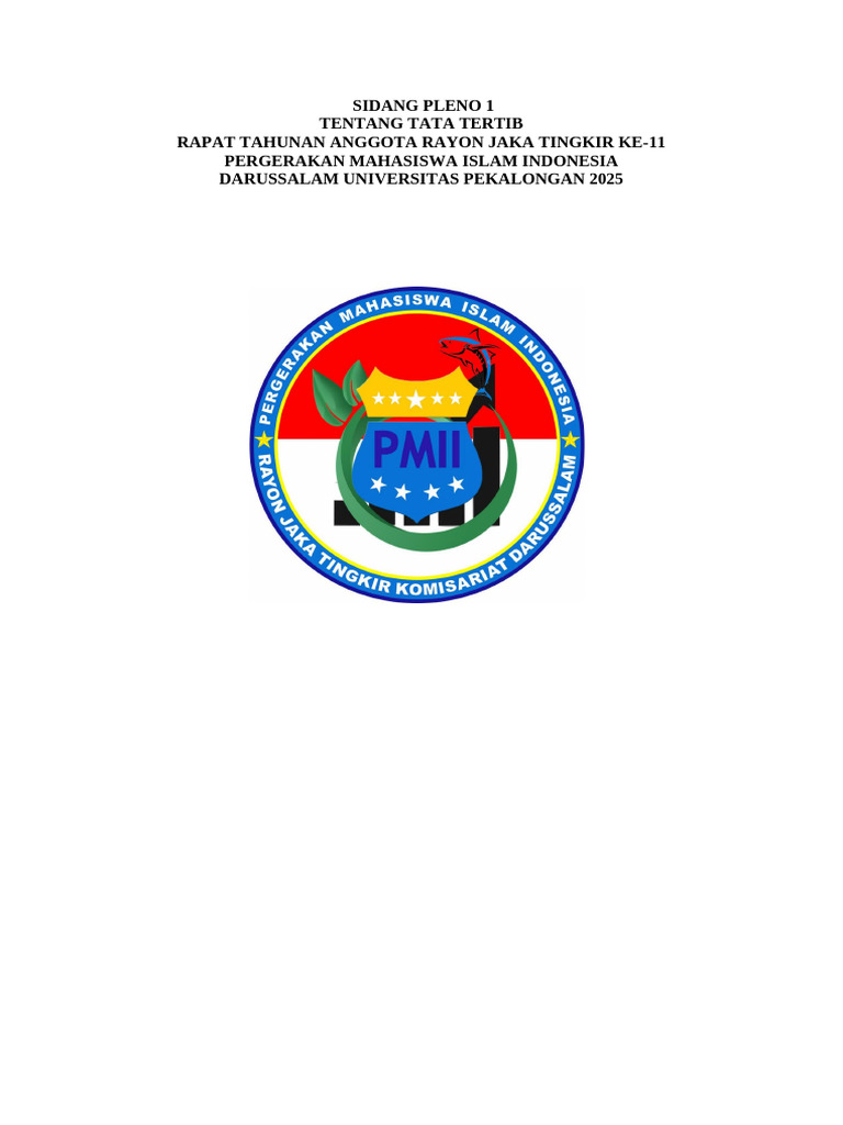 Tata Tertib RTAR Jaka Tingkir PMII 2025 | PDF