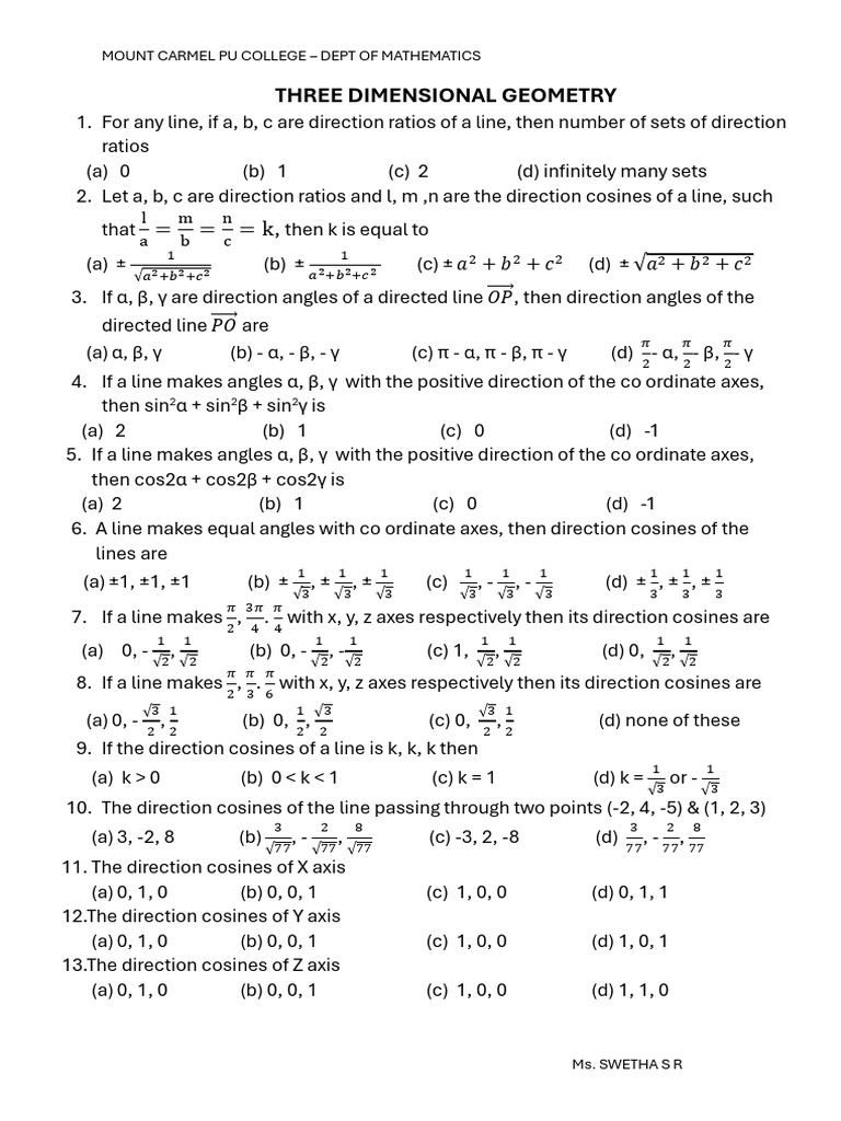 Three Dimensional Geometry | PDF | Pi | Ratio