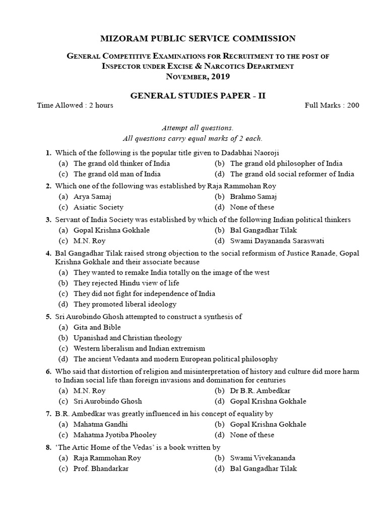 General Studies Paper II Inspector of Excise | PDF | Politics Of India ...