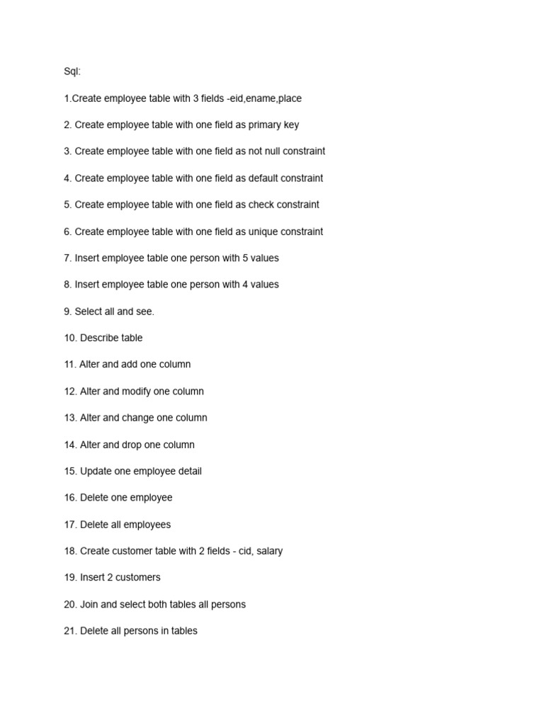 23 Basic SQL Examples | PDF