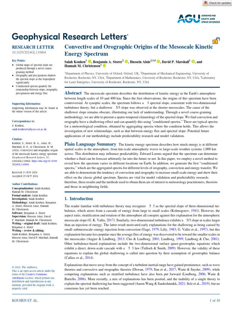 Mesoscale Kinetic Energy Spectrum Insights | PDF | Spectral Density ...