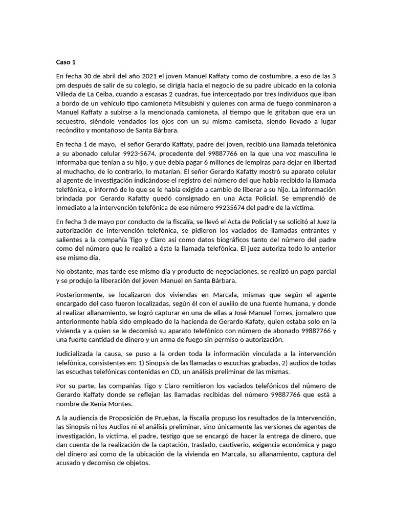 Casos Para Elaborar Guión de Interrogatorio (2) Martes y Jueves Con ...