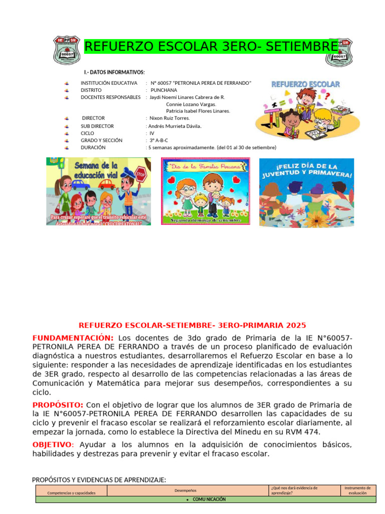 ACTIVIDADES DE REFUERZO ESCOLAR SETIEMBRE 2025 (Recuperado ...