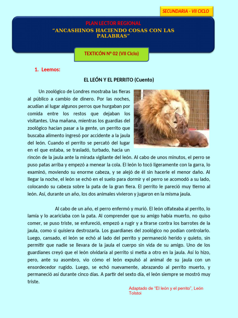 Texticón 2 - VII Ciclo (Rev.) | PDF | León | Perros