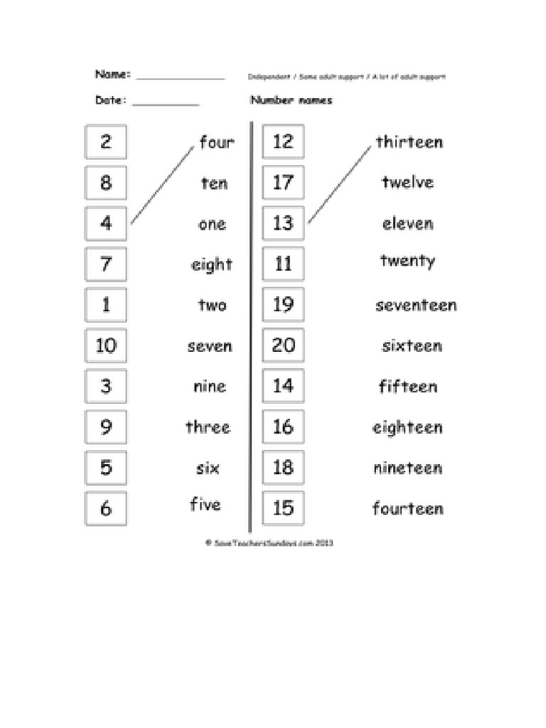 Numbers To 20 | PDF