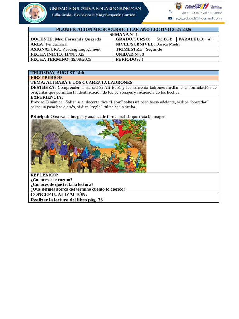 Planificación Microcurricular 5to EGB | PDF