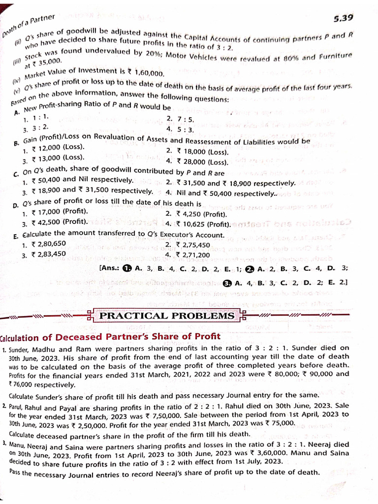 Death of Partner Questions | PDF