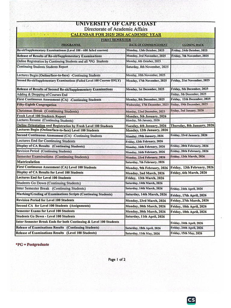 Academic Calender 20252026 | PDF