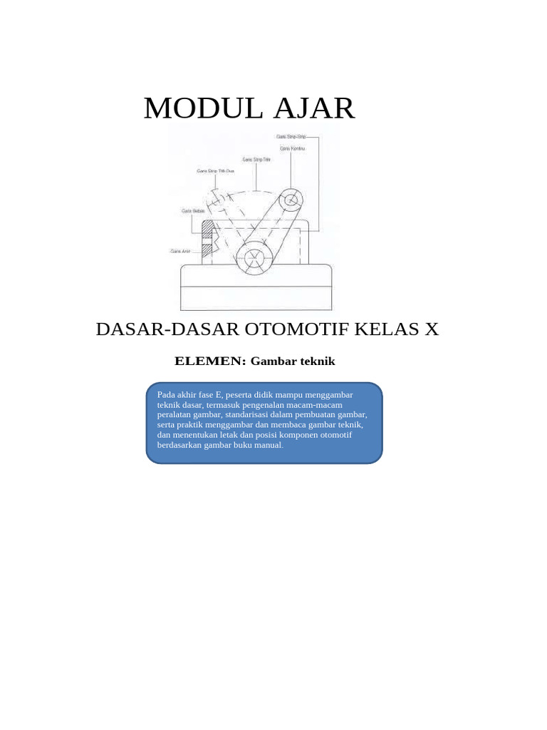 Modul Ajar Gambar Teknik Otomotif | PDF