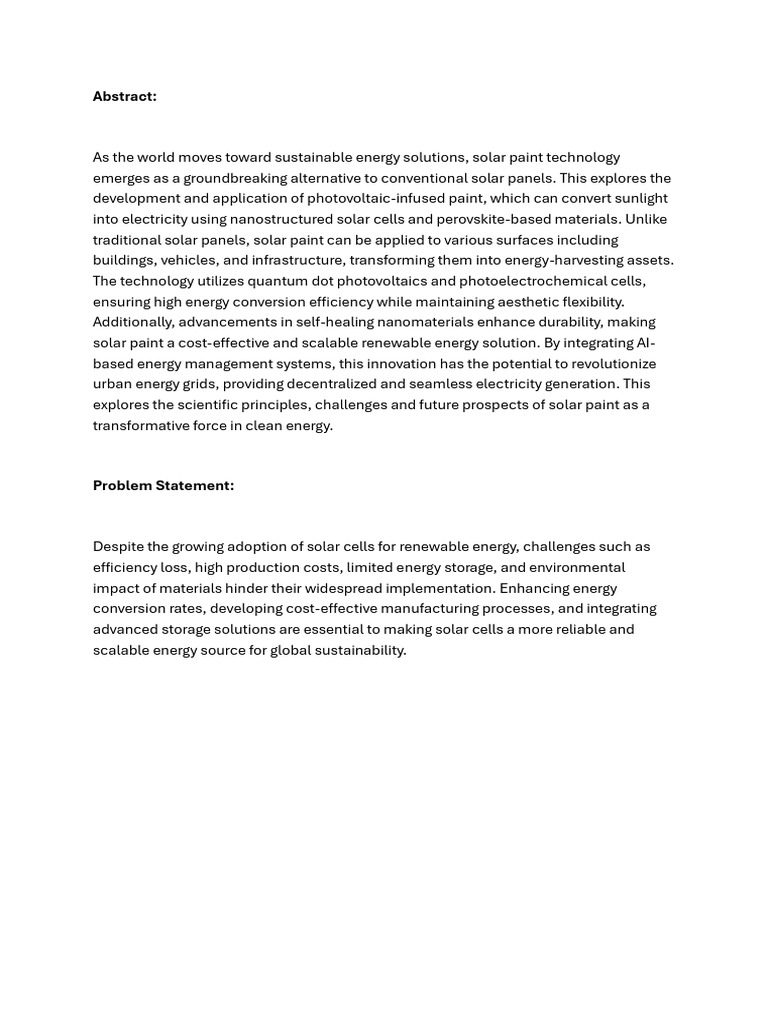 Solar Paint: Revolutionizing Renewable Energy | PDF