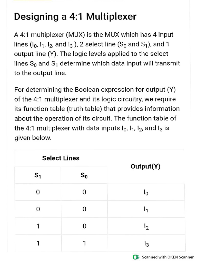 Mux 4x1 With Logic Daigram N Operation | PDF