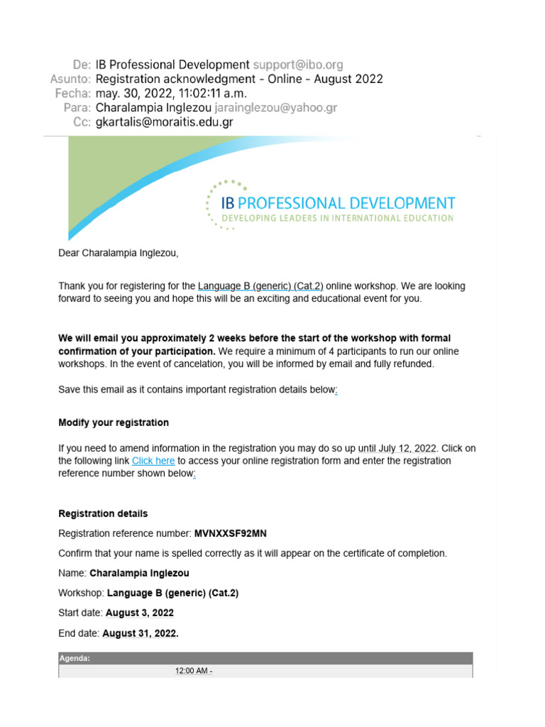 Registration Acknowledgment - Online - August 2022 | PDF