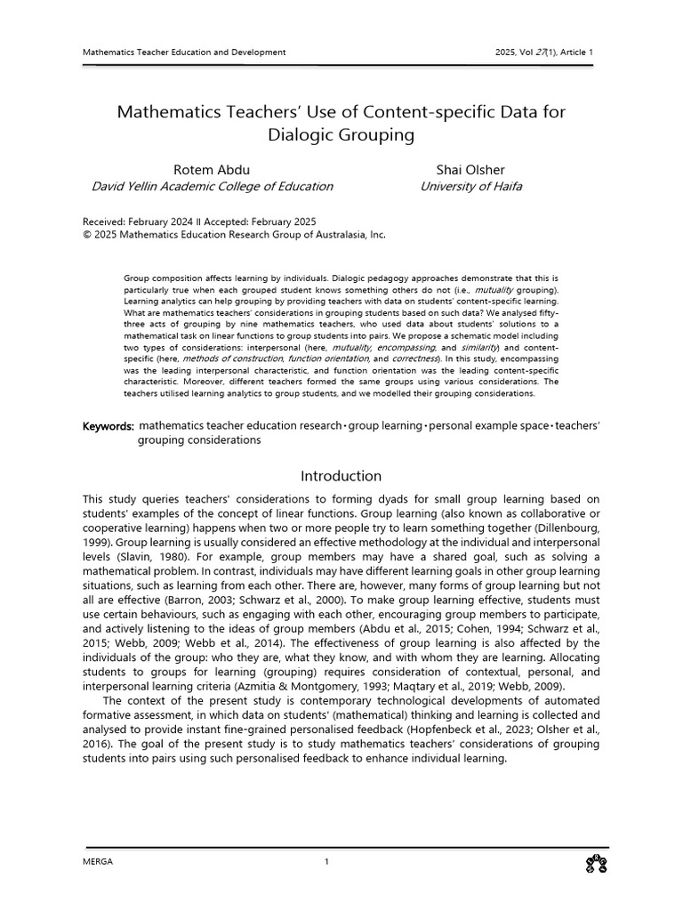Dialogic Grouping in Math Education | PDF | Learning | Cartesian ...