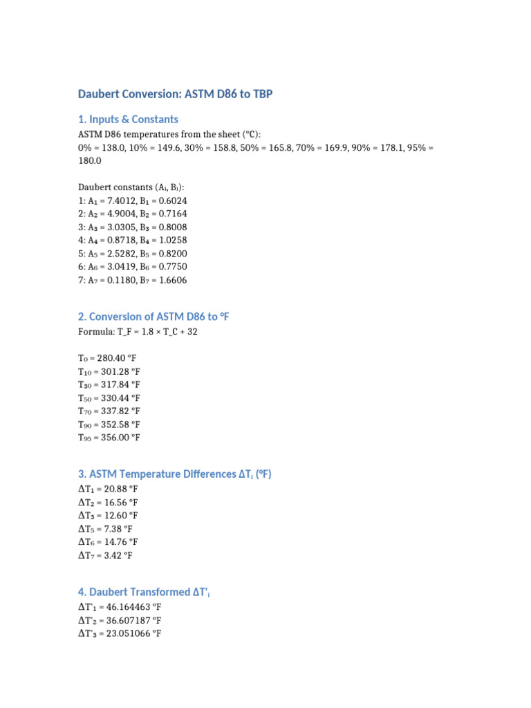 تحويل ASTM D86 إلى TBP | PDF